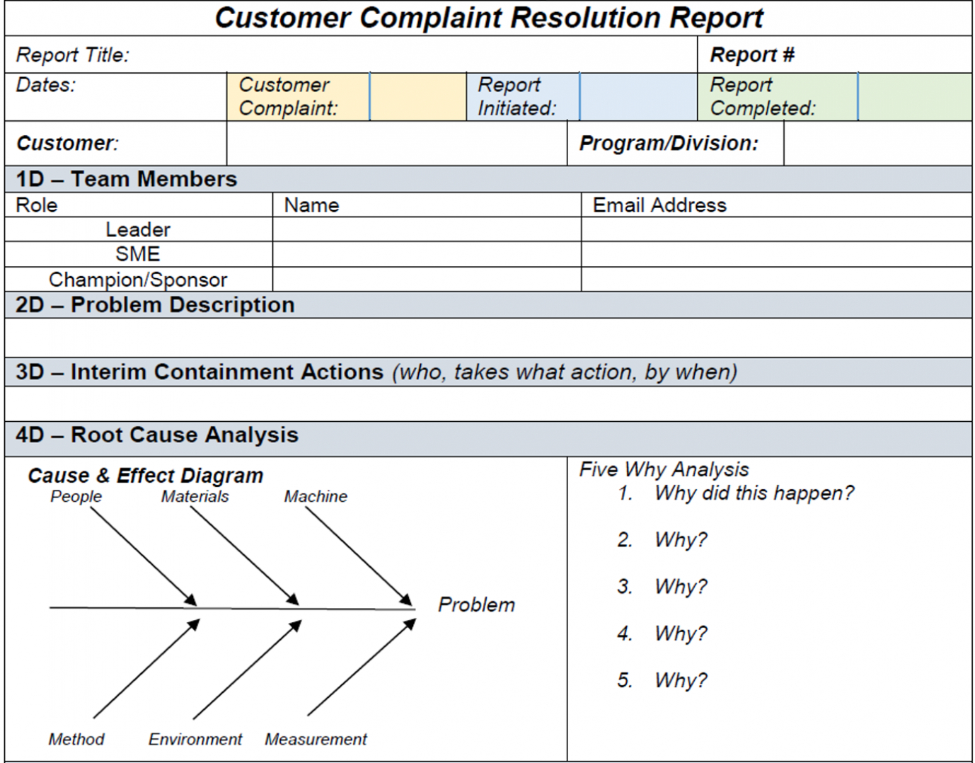 8D Report Template