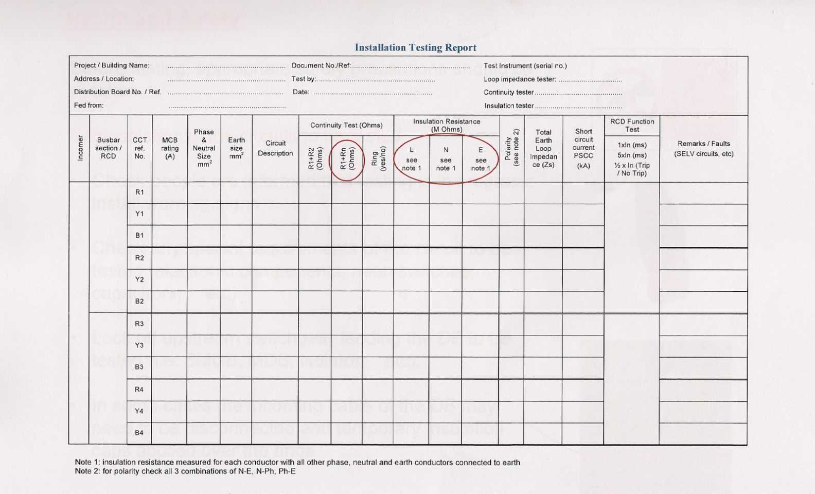Megger Test Report Template Megger Test Report Template
