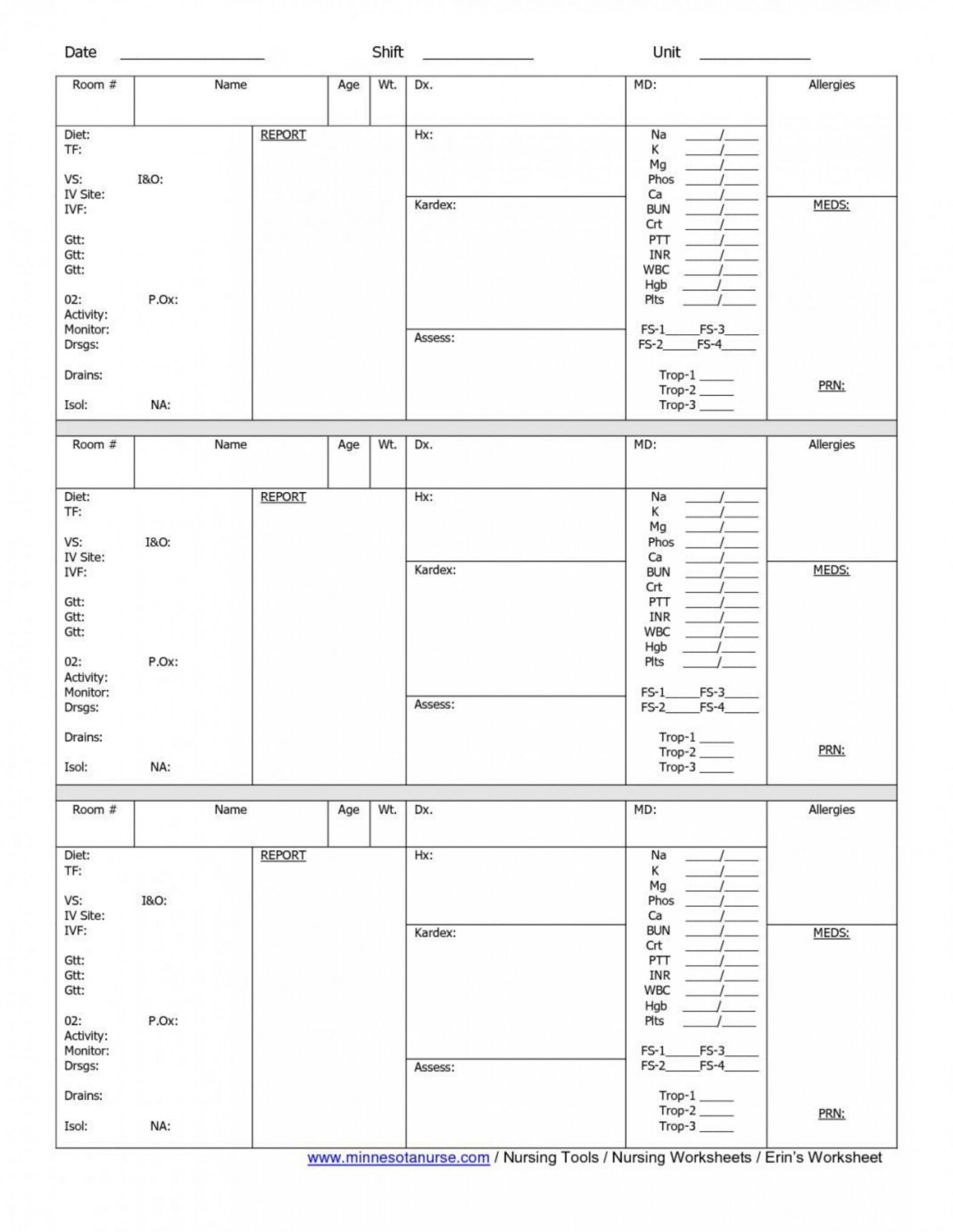 Icu Rn Report Sheet Template Addictionary Within Icu Report Template
