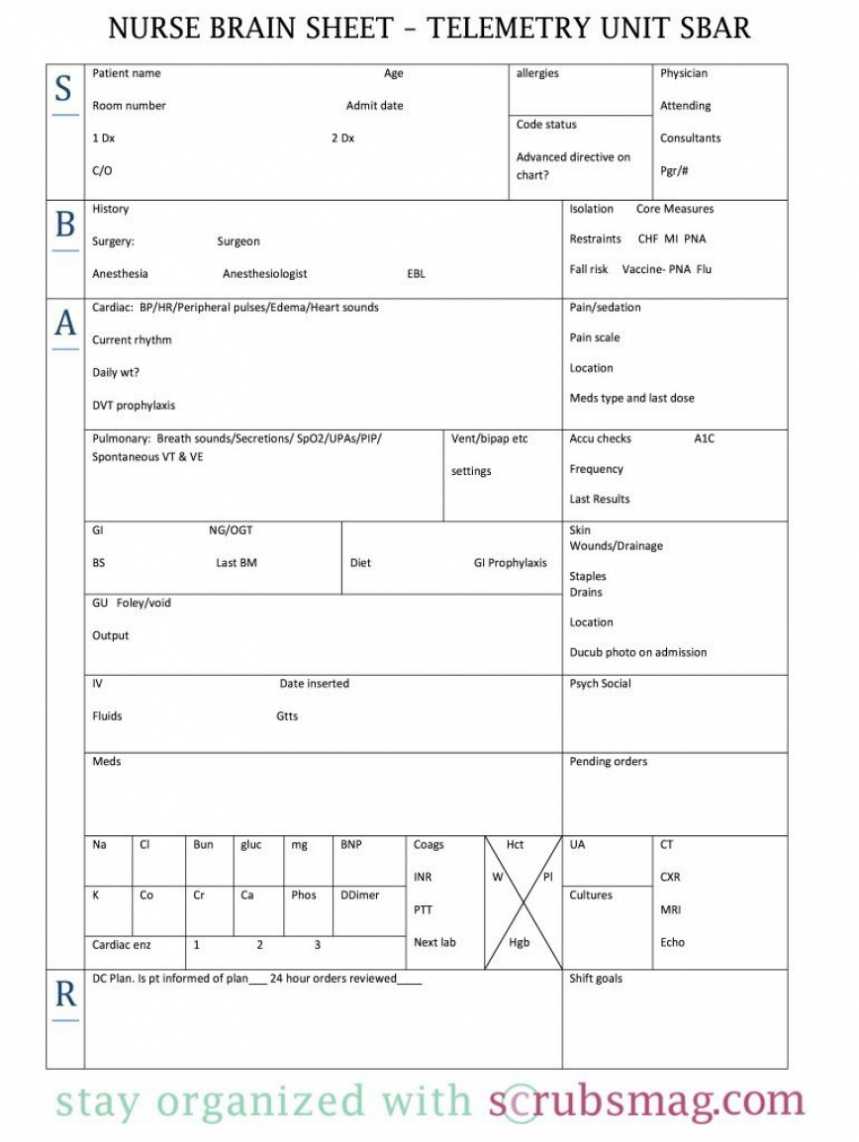 Med Surg Report Sheet Templates